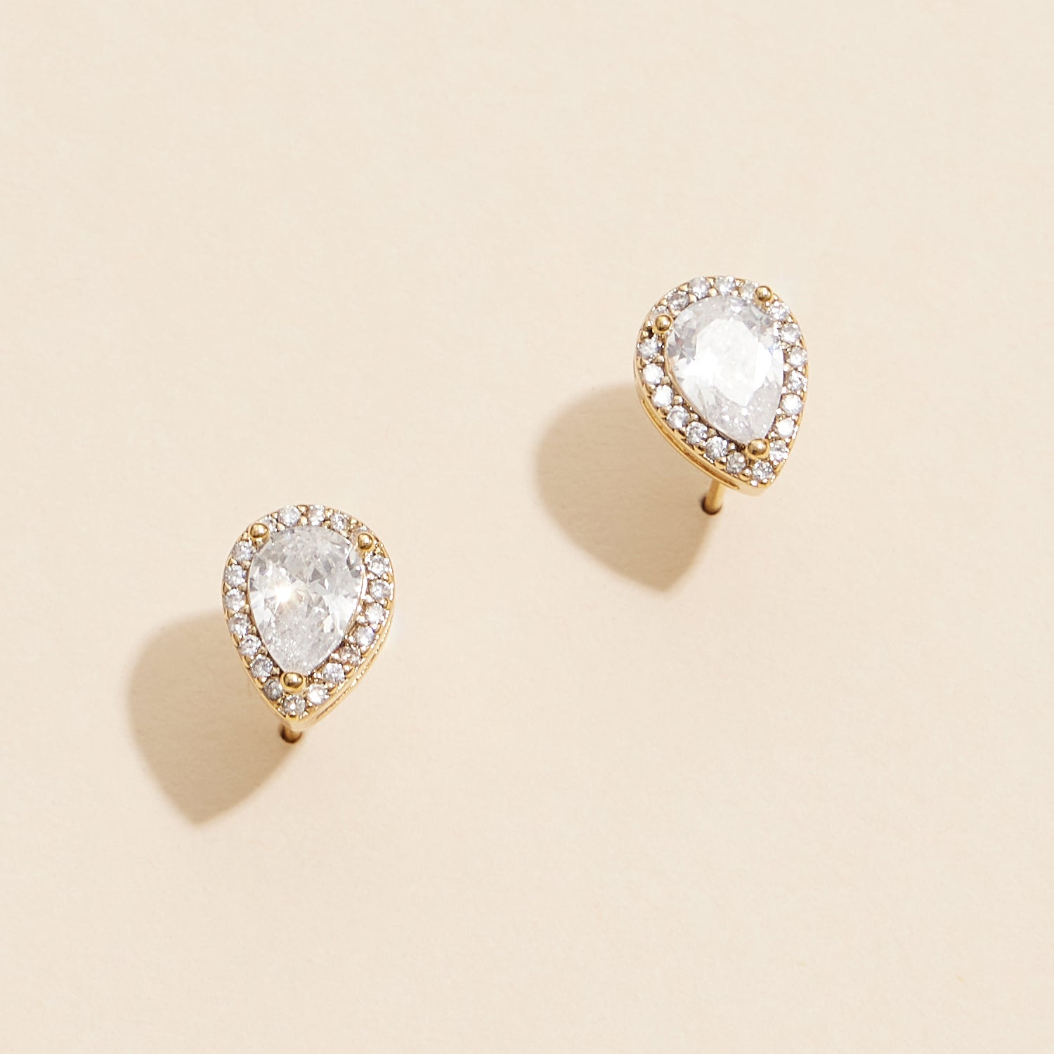 Pear-Shaped Gold Stud Earrings with Diamond Accents – Lilla Haven
